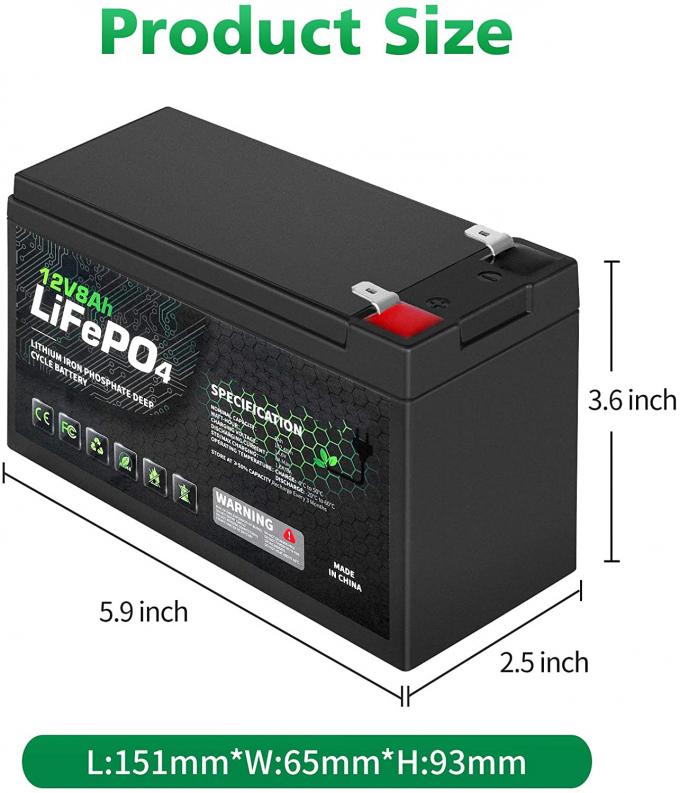 8AH 12 Volt Rechargeable Lithium Ion Battery Deep Cycle NCM BMS