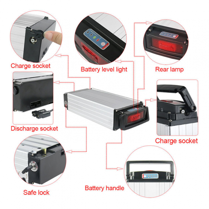 SSE-003 Electric Bike Battery 36v 15ah Rechargeable Rear Rack Ebike Battery